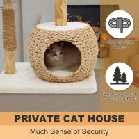 China Modern Luxury Halloween Cat Tower Condo Eco-Friendly Wood Rattan Scratching Post Jumping Platforms Indoor Cat Furniture Carton for sale