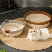China Handmade High Quality Eco-Friendly All-Season Cat Bed Removable Washable Warm Pad Winter Rattan Woven Pet Nest Scratch Board for sale