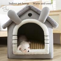 China Modern Square Corduroy Fashion Dog Cat Bed Tent Removable Washable Waterproof Indoor Use Cotton Filled Carton Packed for sale