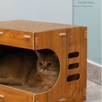 China Spacious Large Solid Wood Eco-Friendly Cat Nest Simple Double-Layer Cat Climbing Frame Grab-Resistant Wear-Resistant Pet House for sale