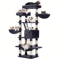 China Luxury Indoor Cat Tree with Multi-Level Wood Tower 2 Widened Plush Perches & Halloween Cat Condo Scratching Board Large Style for sale
