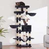 China Luxury Indoor Cat Tree with Multi-Level Wood Tower 2 Widened Plush Perches & Halloween Cat Condo Scratching Board Large Style for sale