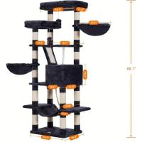 China Luxury Indoor Cat Tree with Multi-Level Wood Tower 2 Widened Plush Perches & Halloween Cat Condo Scratching Board Large Style for sale
