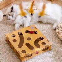 China Interactive Eco-Friendly Wood Puzzle Hole Toy Game Maze Box for Cats Self-Healing Artifact Stick Track Bell Ball Dog Friendly for sale