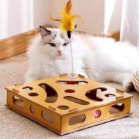 China Interactive Eco-Friendly Wood Puzzle Hole Toy Game Maze Box for Cats Self-Healing Artifact Stick Track Bell Ball Dog Friendly for sale