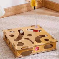 China Interactive Eco-Friendly Wood Puzzle Hole Toy Game Maze Box for Cats Self-Healing Artifact Stick Track Bell Ball Dog Friendly for sale
