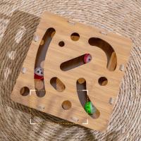 China Interactive Eco-Friendly Wood Puzzle Hole Toy Game Maze Box for Cats Self-Healing Artifact Stick Track Bell Ball Dog Friendly for sale