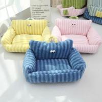 China Big Eye Striped Sofa Pet Beds Accessories Macaron Pet Sofa Bed for Small Dogs for sale