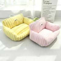 China Big Eye Striped Sofa Pet Beds Accessories Macaron Pet Sofa Bed for Small Dogs for sale