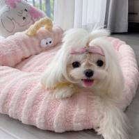 China Big Eye Striped Sofa Pet Beds Accessories Macaron Pet Sofa Bed for Small Dogs for sale
