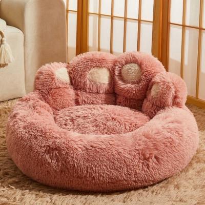 China Handmade Modern Fashion Winter Thickened Warm Nest Cat Dog Furry Sleeping Mat Pet House Dog Bed Round Foldable for sale