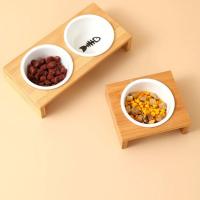 China Ceramic Cat & Dog Food Bowl Double Bowl Anti-collision Eco-Friendly Durable Slow-Bowls Waterproof Pet Feeder for sale