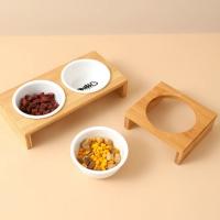 China Ceramic Cat & Dog Food Bowl Double Bowl Anti-collision Eco-Friendly Durable Slow-Bowls Waterproof Pet Feeder for sale