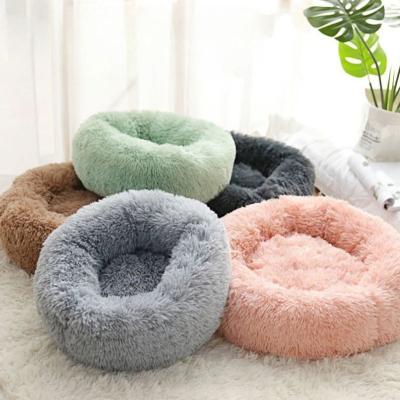 China Luxury Fashion Fluffy Dog Bed Large Plush Soft Breathable Modern Donut Style Dots Waterproof Washable Sofa Indoor Bedroom Pets for sale