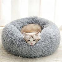 China Luxury Fashion Fluffy Dog Bed Large Plush Soft Breathable Modern Donut Style Dots Waterproof Washable Sofa Indoor Bedroom Pets for sale