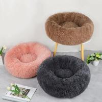 China Luxury Fashion Fluffy Dog Bed Plush Soft Donut Style with Dots Custom Washable Sofa Accessories for sale