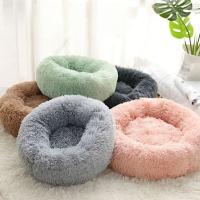 China Luxury Fashion Fluffy Dog Bed Plush Soft Donut Style with Dots Custom Washable Sofa Accessories for sale
