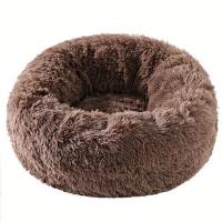 China Luxury Fashion Fluffy Dog Bed Plush Soft Donut Style with Dots Custom Washable Sofa Accessories for sale