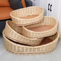 China Dog Bed Cat Nest Rectangle Fashion PE Rattan Summer Cool All-Season Removable Washable Pet Bed for sale