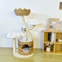 China Factory Wholesale Luxury Large Classic Cat Tree Tower Modern Floral Cat Condo Climbing Scratching House Customizable Carton for sale