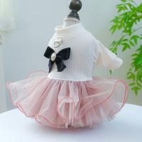 China Cute Striped Printed Lace Dog Dress in Tutu Princess Style for Spring Summer Spandex Material Halloween & Christmas for sale