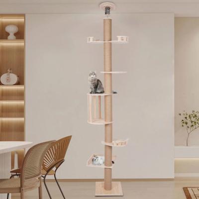 China Solid Wood 5-Layer Cat Tower Eco-Friendly Cat Climbing Frame Furniture for Indoor Use for Living Christmas Includes Floor for sale