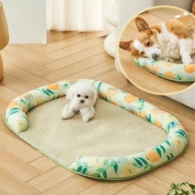China Small Large Pet Cooling All Seasons Bed Solid Pattern Breathable Waterproof 100% Cotton Dog Mat for Sofa Car Washable Blanket for sale