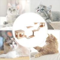 China Wall-Mounted Solid Wood Cat Tree Climbing Furniture Set Indoor Shelf Cat House Includes 2 Litters 4 Sets 2 Ladders 1 Column for sale