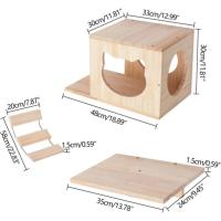 China Wall-Mounted Solid Wood Cat Tree Climbing Furniture Set Indoor Shelf Cat House Includes 2 Litters 4 Sets 2 Ladders 1 Column for sale