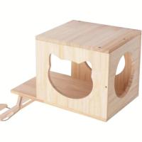 China Wall-Mounted Solid Wood Cat Tree Climbing Furniture Set Indoor Shelf Cat House Includes 2 Litters 4 Sets 2 Ladders 1 Column for sale