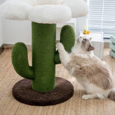 China Floral Cactus Luxury Halloween Cat Tree Integrated Scratching Post Nest Outdoor Jute Pet Cat Trees Scratcher Cat Climbing Frame for sale