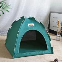 China Modern Striped Plush Foldable Round Cat House Pet Tent Four Seasons Universal Summer Cool Mat Outdoor Portable Breathable Carton for sale