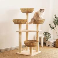 China Modern Luxury Large Cat Tree Condo Factory Custom Log Color Rattan with Scrapers and Bed Sisal Material for Halloween for sale