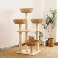 China Modern Luxury Large Cat Tree Condo Factory Custom Log Color Rattan with Scrapers and Bed Sisal Material for Halloween for sale