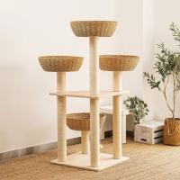 China Modern Luxury Large Cat Tree Condo Factory Custom Log Color Rattan with Scrapers and Bed Sisal Material for Halloween for sale