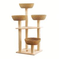 China Modern Luxury Large Cat Tree Condo Factory Custom Log Color Rattan with Scrapers and Bed Sisal Material for Halloween for sale