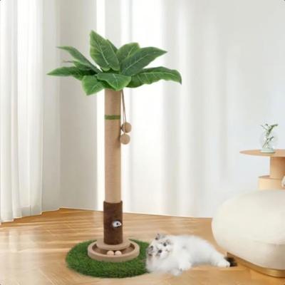 China 35'' Tall Luxury Cat Scratching Post Tower Wood Scratcher Tree for Outdoor Cats Cat Toy Mouse Hole Interactive Durable for sale