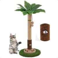 China 35'' Tall Luxury Cat Scratching Post Tower Wood Scratcher Tree for Outdoor Cats Cat Toy Mouse Hole Interactive Durable for sale