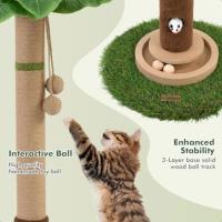 China 35'' Tall Luxury Cat Scratching Post Tower Wood Scratcher Tree for Outdoor Cats Cat Toy Mouse Hole Interactive Durable for sale