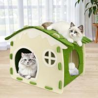 China Cat House for Indoor Cats Medium Felt Bed Cave Ball Hanging Foldable Collapsible Detachable Cats Condo Scratch Resistant Travel for sale