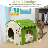 China Cat House for Indoor Cats Medium Felt Bed Cave Ball Hanging Foldable Collapsible Detachable Cats Condo Scratch Resistant Travel for sale
