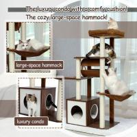 China 130.5cm Luxury Multi-Level Cat Tree Scratcher Sisal Platform Tower Condo Perches Tunnel Hummock Bed Climber Durable Halloween for sale