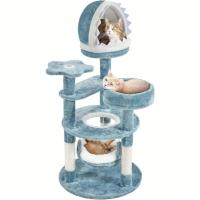 China Multi-Level Collapsible Travel Cat Tree Tower Plush Furniture with Shark's Mouth Nest Sea Star Perch & Jellyfish Hammock for sale