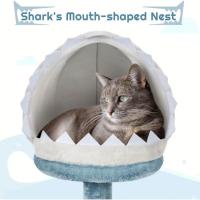 China Multi-Level Collapsible Travel Cat Tree Tower Plush Furniture with Shark's Mouth Nest Sea Star Perch & Jellyfish Hammock for sale