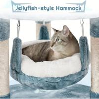 China Multi-Level Collapsible Travel Cat Tree Tower Plush Furniture with Shark's Mouth Nest Sea Star Perch & Jellyfish Hammock for sale