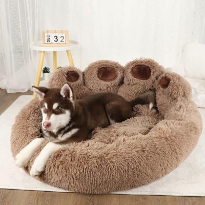 China Fluffy Modern Round Cat Bed Small Portable Collapsible with Cotton Fill Removable Cover All Seasons Carton Packed for sale