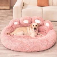 China Fluffy Modern Round Cat Bed Small Portable Collapsible with Cotton Fill Removable Cover All Seasons Carton Packed for sale