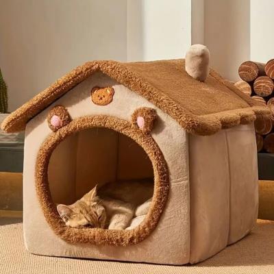China Modern Foldable Removable Washable Fiber Pet Bed House for Small Medium Cats for sale