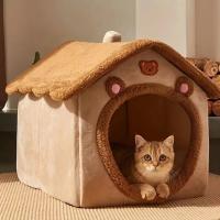China Modern Foldable Removable Washable Fiber Pet Bed House for Small Medium Cats for sale