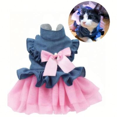 China Denim Sphynx Cat Dog Halloween Christmas Costume Dress Skirt Solid Pattern Comfortable Creative Funny Cute Jean Pet Clothing All for sale